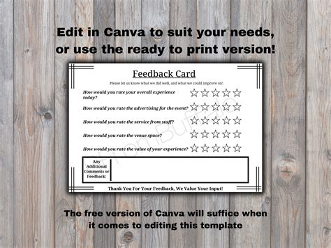 Customer Feedback Card Template Review Card Etsy Shop Canva Editable