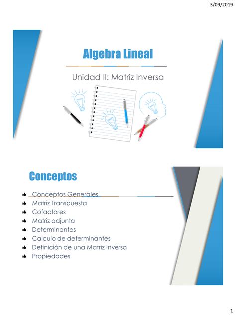 Matriz Inversa Ajunta Determinantes Razonamiento Matem Tico I