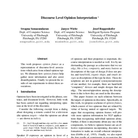 Discourse Level Opinion Interpretation Acl Anthology