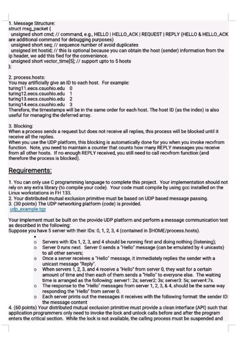 Solved 1 Message Structure Struct Msg Packet Unsigned Chegg