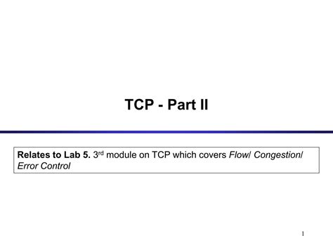 Lab TCP II Flow Error And Congestion Control Tcp V Edlab
