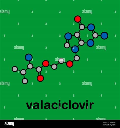 Valaciclovir Valacyclovir Herpes Infection Drug Molecule Stylized