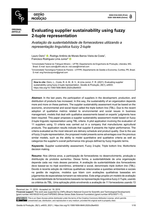 pdf evaluating supplier sustainability using fuzzy 2 tuple representation