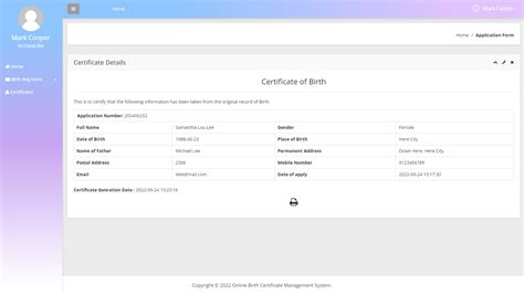online birth certificate management system in php free download
