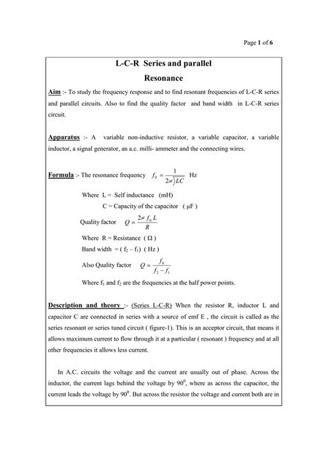 Resonant Frequency Parallel Rlc Circuit Calculator Circuit Diagram