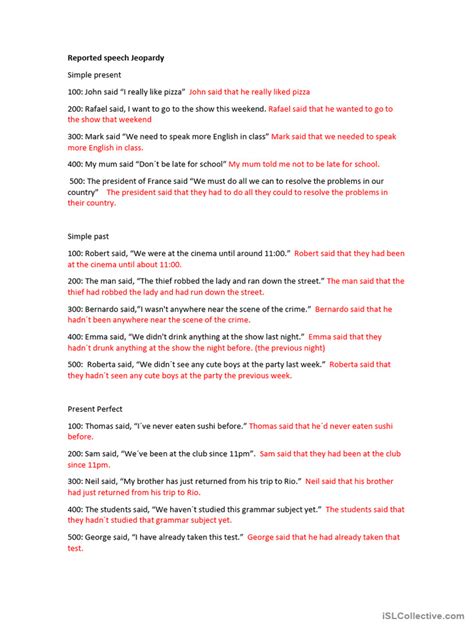 Reported Speech Dialogue Pdf