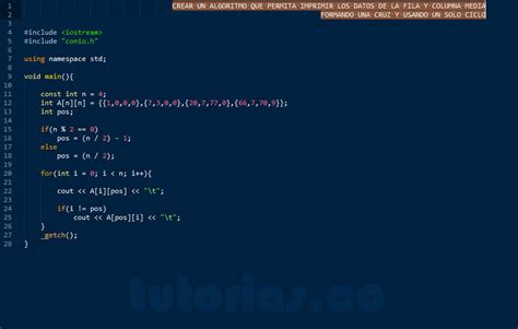 Arrays Visual C Imprimir Fila Y Columna Medias Figura Cruz Tutorias Co