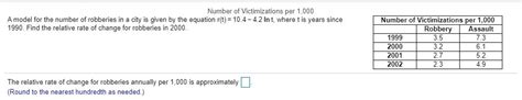 Solved Number Of Victimizations Per 1000 A Model For The