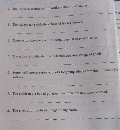 c rewrite the following sentences in the singular form the first one