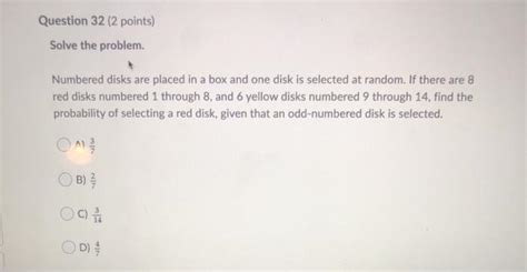 solved question 32 2 points solve the problem numbered