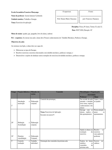 Plano De Aula 12 Jacinta063404 Pdf