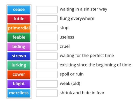 Extended Metaphor Wagoll Vocabulary Match Match Up