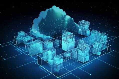 Cloud Computing Data Center Conceptual Illustration Generative Ai Stock Illustration