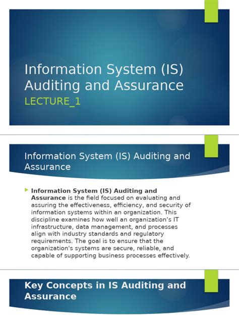 Information System Is Auditing And Assurance Lecture 1 Pdf Audit Computer Security