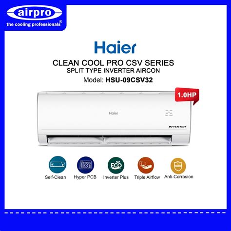 HAIER 1 0HP SPLIT TYPE INVERTER AIRCON HSU 09QSV32 W Shopee Philippines