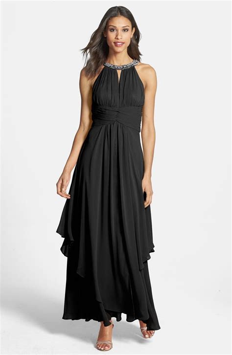 Eliza J Embellished Tiered Chiffon Halter Gown Nordstrom