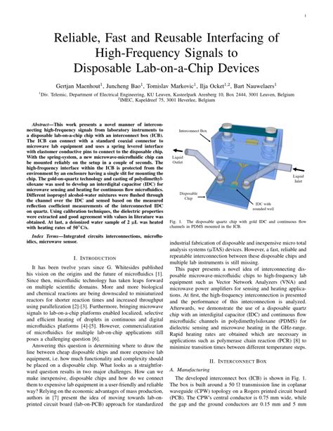 Pdf Reliable Fast And Reusable Interfacing Of High Frequency Signals To Disposable Lab On A