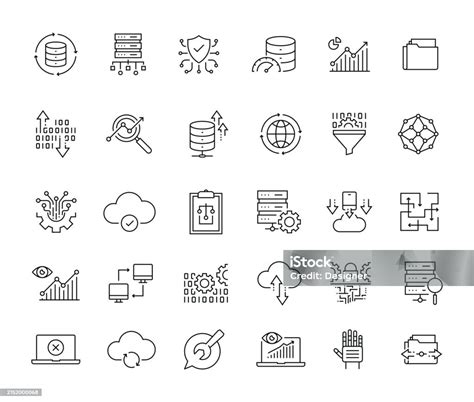 간단한 빅 데이터 라인 아이콘 세트입니다 기술 인터넷 코딩 분석 사물 인터넷 인공 지능 아이콘에 대한 스톡 벡터 아트 및 기타 이미지 Istock