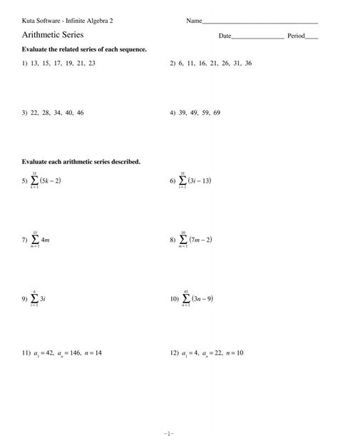 Arithmetic Series Kuta Software