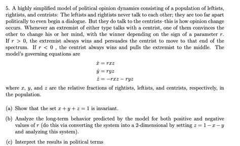 Solved 5 A Highly Simplified Model Of Political Opinion