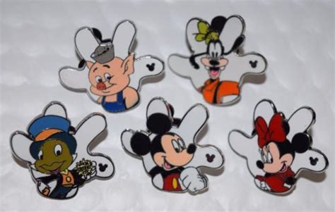 Disney Pin Dlr 2013 Hidden Mickey White Glove Silhouette Set Of 5