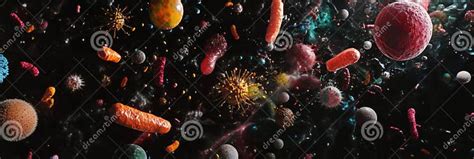 Diverse Array Of Bacteria And Microbes Showcasing Microscopic Life In Various Forms And Colors