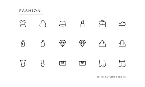 Fashion Icon Set With Outlined Style Vector Art At Vecteezy