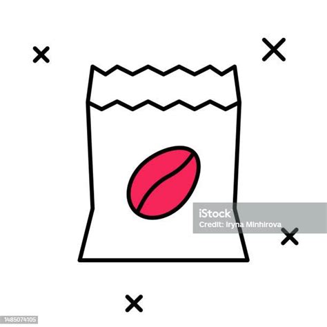 白い背景に隔離コーヒー豆のアイコンの塗りつぶされた輪郭バッグベクトル いっぱいになるのベクターアート素材や画像を多数ご用意 いっぱいに