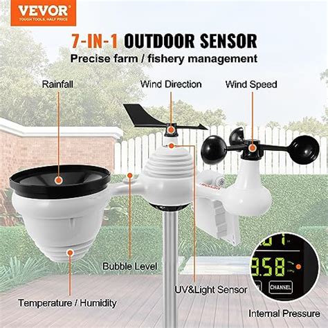 VEVOR 7 In 1 Wi Fi Weather Station 7 5 In Color Display Home Weather