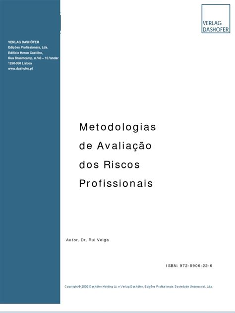 Metodologias De Avaliação De Riscos Profissionais Pdf Risco