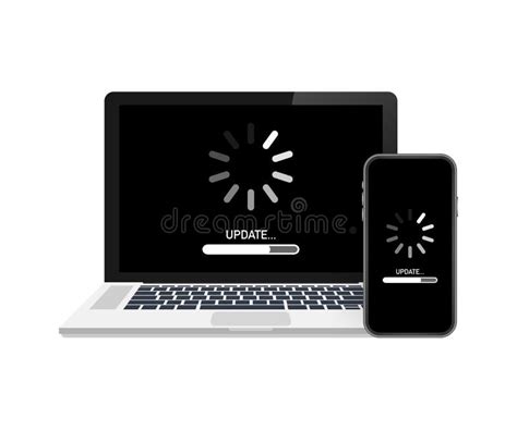 System Software Update Data Update Or Synchronize With Progress Bar On The Screen Vector