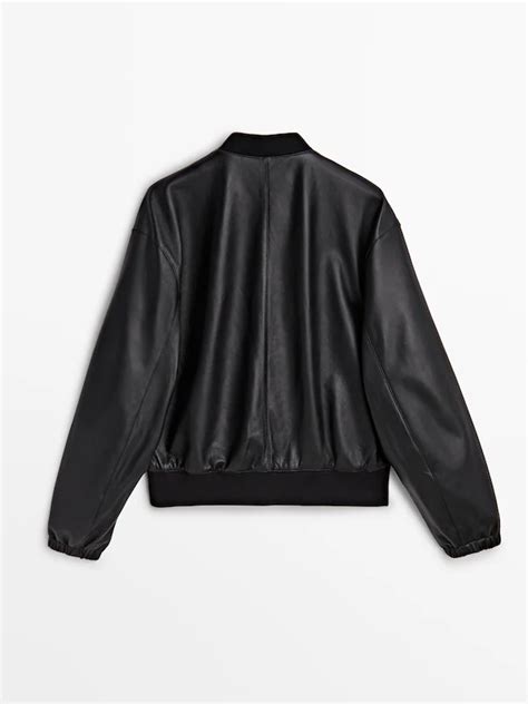 Chaqueta Bomber Piel Napa Negra · Negro · Faldas Massimo Dutti