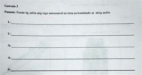 SOLVED Punan Ng Salita Ang Mga Sumusunod Na Letra Na Konektado Sa