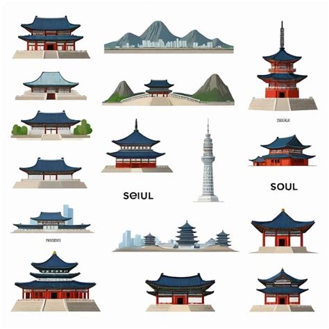 Una Serie De Edificios Japoneses Incluido Uno Que Dice Vector Premium Generado Con Ia