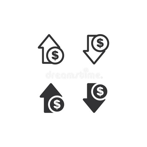 Decrease And Increase In Profit Icon Set Up And Down Dollar Arrow Illustration Symbol Stock