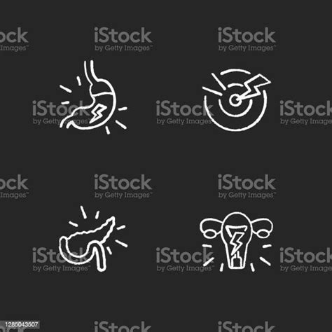 黒い背景に設定された胃痛チョーク白いアイコン いたずら書きのベクターアート素材や画像を多数ご用意 いたずら書き アイコン アイコン
