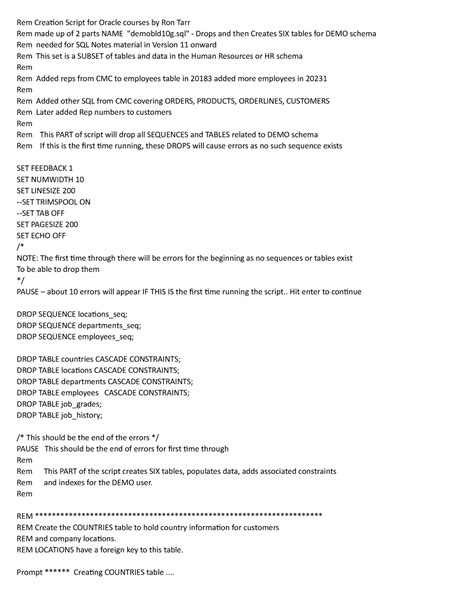 L01 SQL Original Script TARR 2023 1 Winter For DBS211 DBS311 Rem