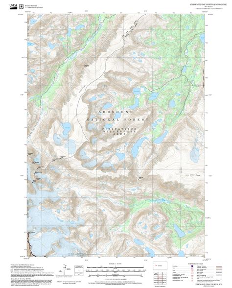 2025 Forest Service Topo Map Of Fremont Peak North Wyoming Mytopo Map
