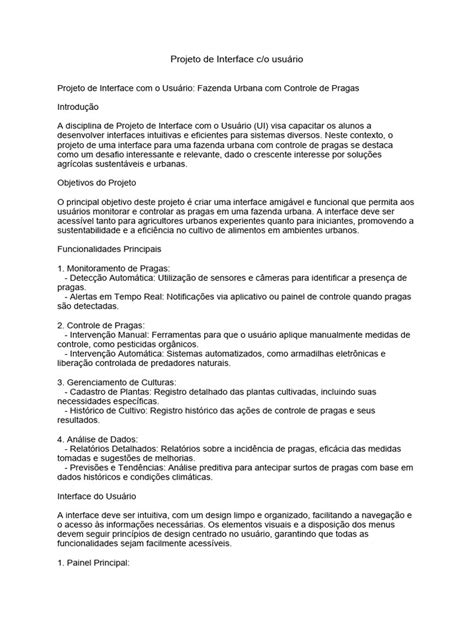 Projeto De Interface C Pdf Interface De Usuário Agricultura