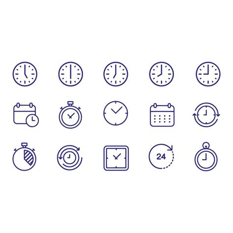 Time And Clock Line Icons Vector Design 10619095 Vector Art At Vecteezy