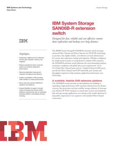 Ibm System Storage San06b R Ibm Pdf Catalogs Technical Documentation Brochure