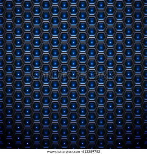 Sci Fi Hexagon Metal Grid Blue Lights Stock Vector Royalty Free 613389752 Shutterstock