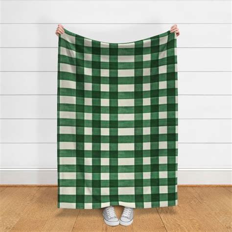 Dark Green And White Plaid Linen Heavy Fabric Spoonflower