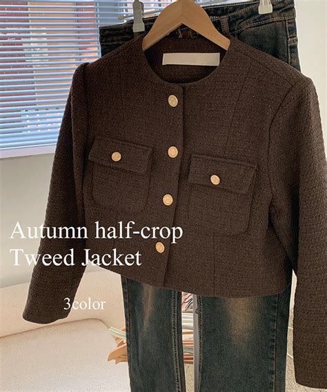 브라운당일🚛주문폭주🤎봄까지 🤎하이퀄핏예쁨 레이 하프 크롭 트위드 자켓 3color 봄 가을 겨울 데일리 하객룩 에이블리