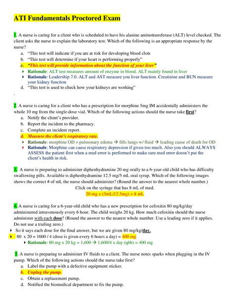 Ati Rn Fundamentals Proctored Exam Versions Questions Answers Latest Docmerit
