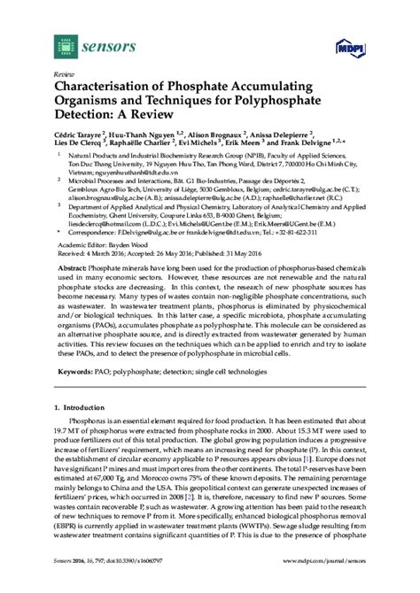 Pdf Characterisation Of Phosphate Accumulating Organisms And