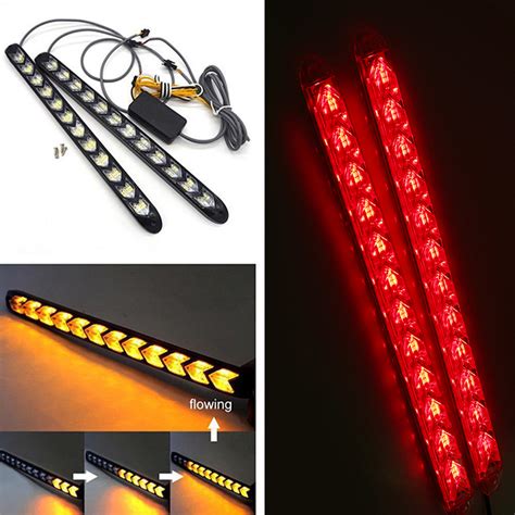 2x 12LED LED DRL Daytime Running Strip Light Sequential Flowing Turn