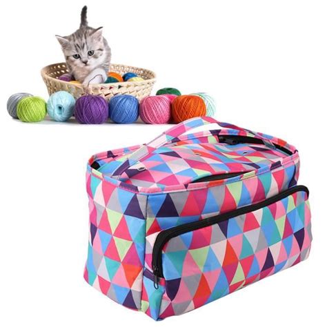 Qiilu sac seau de rangement Sac de couture en fil de crochet Sac de rangement pour femme Sac à