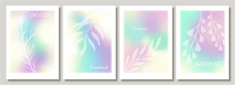 추상 그라디언트 포스터 세트 동적 액체 모양 및 패턴 홀로그램 흐림 효과 전단지 및 소책자 미니멀한 창의성과 예술 플랫 벡터 컬렉션 0명에 대한 스톡 벡터 아트 및 기타