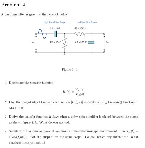 solved problem 2a bandpass filter is given by the network